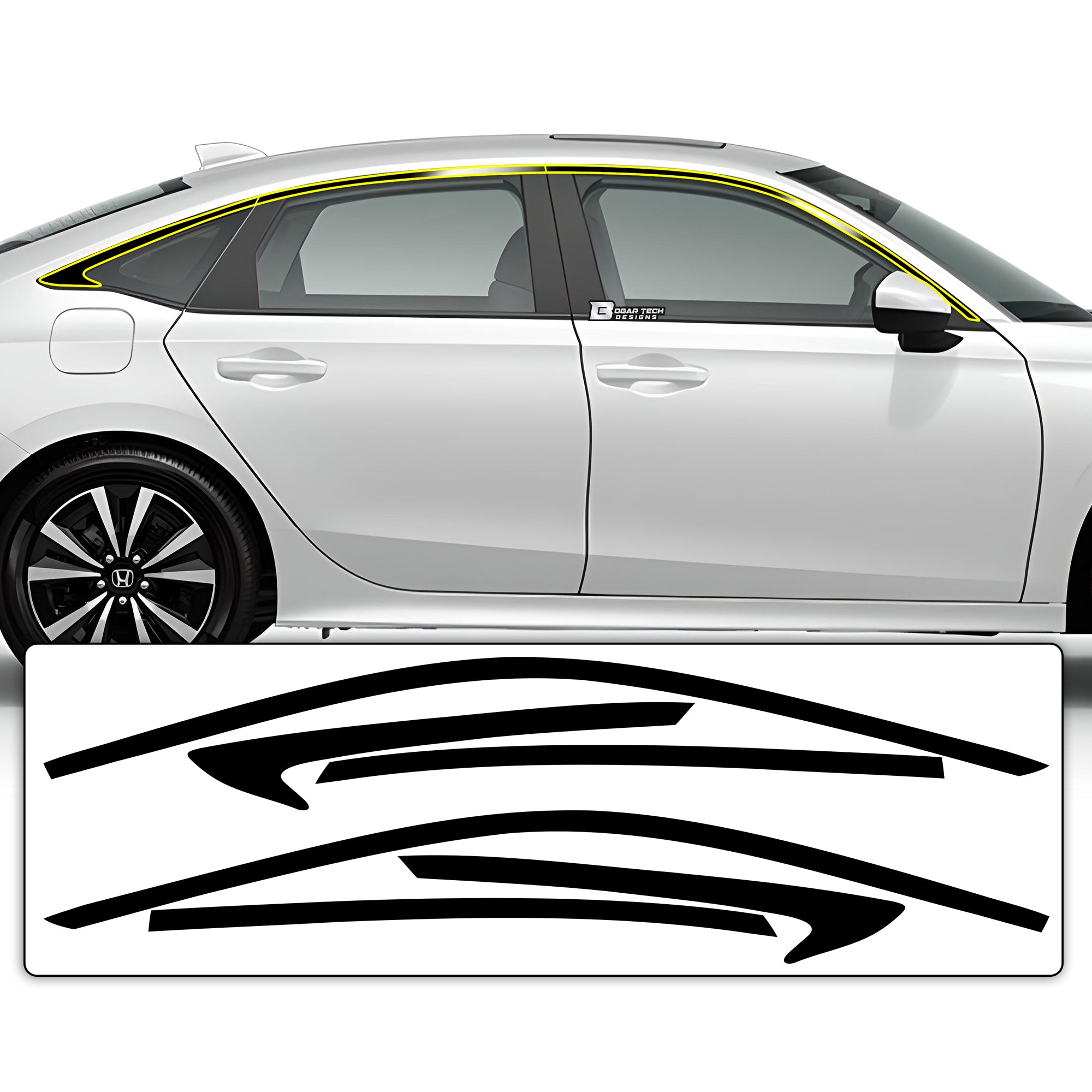 Honda Civic Sedan 2022-2026 Window Trim Blackout Chrome Delete Kit – P ...