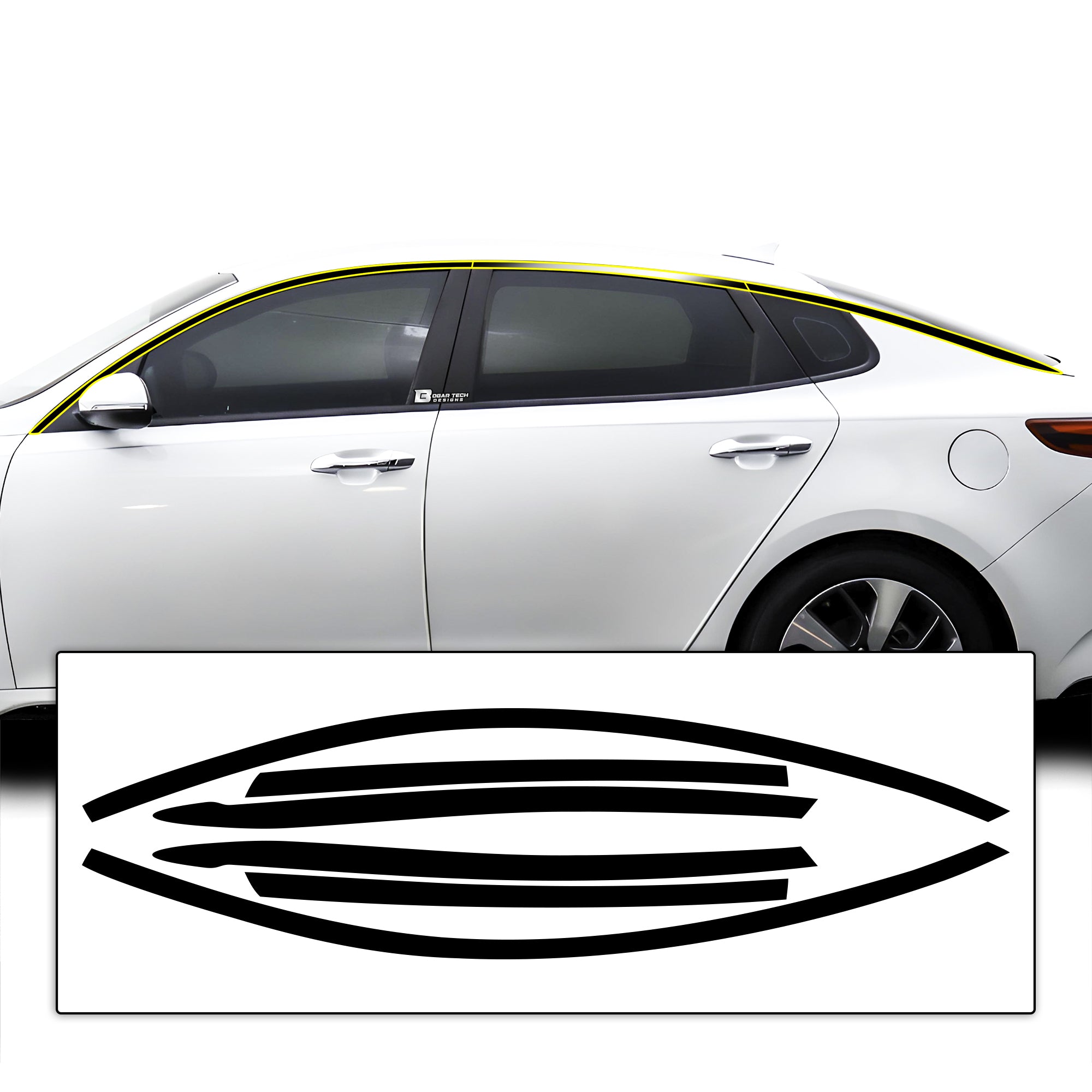 Kia Optima 2016-2020 Window Trim Blackout Chrome Delete Kit - Precut G ...