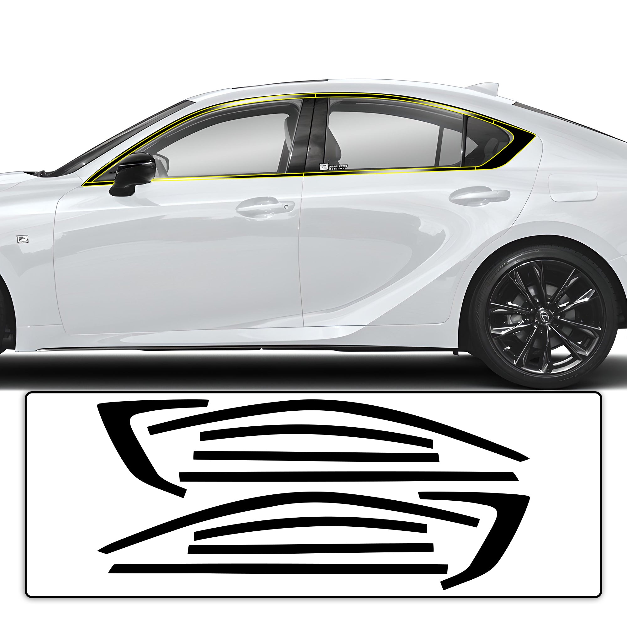 Lexus IS 2021-2026 Window Trim Blackout Chrome Delete Kit - Precut Glo ...