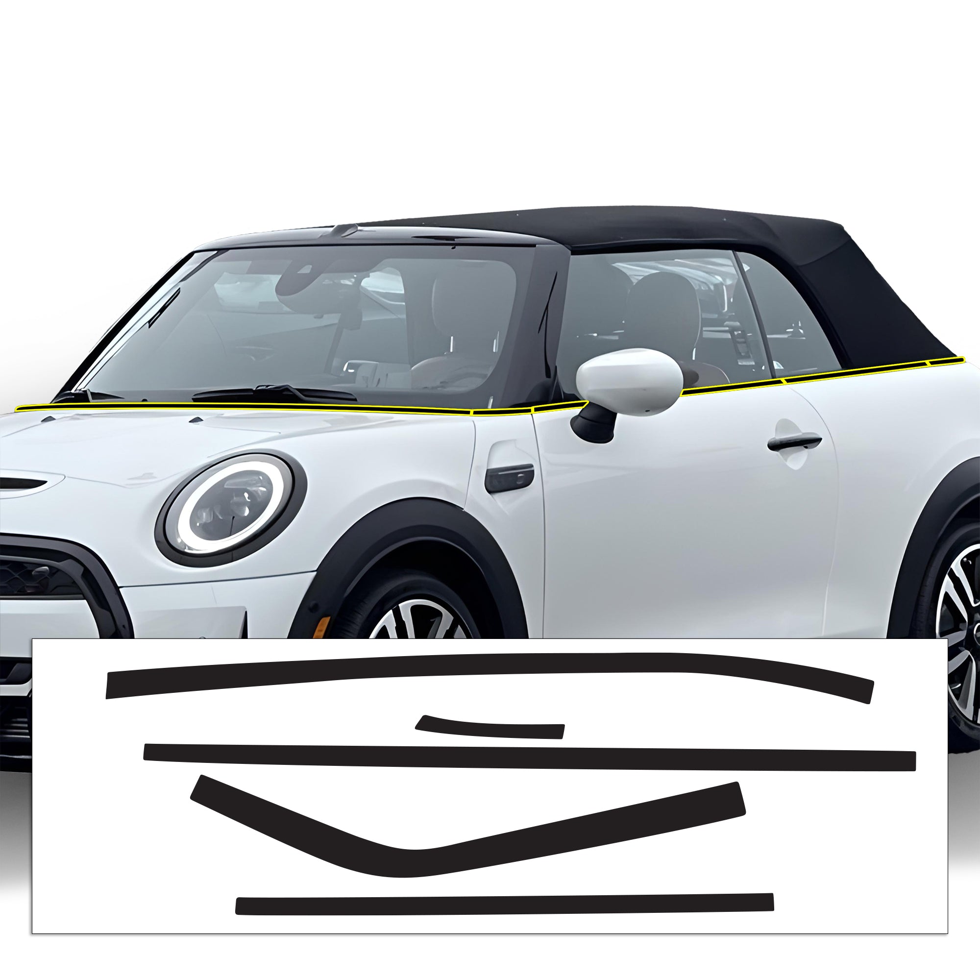 Mini Cooper Convertible 2016-2025 Blackout Chrome Delete Kit - Precut ...