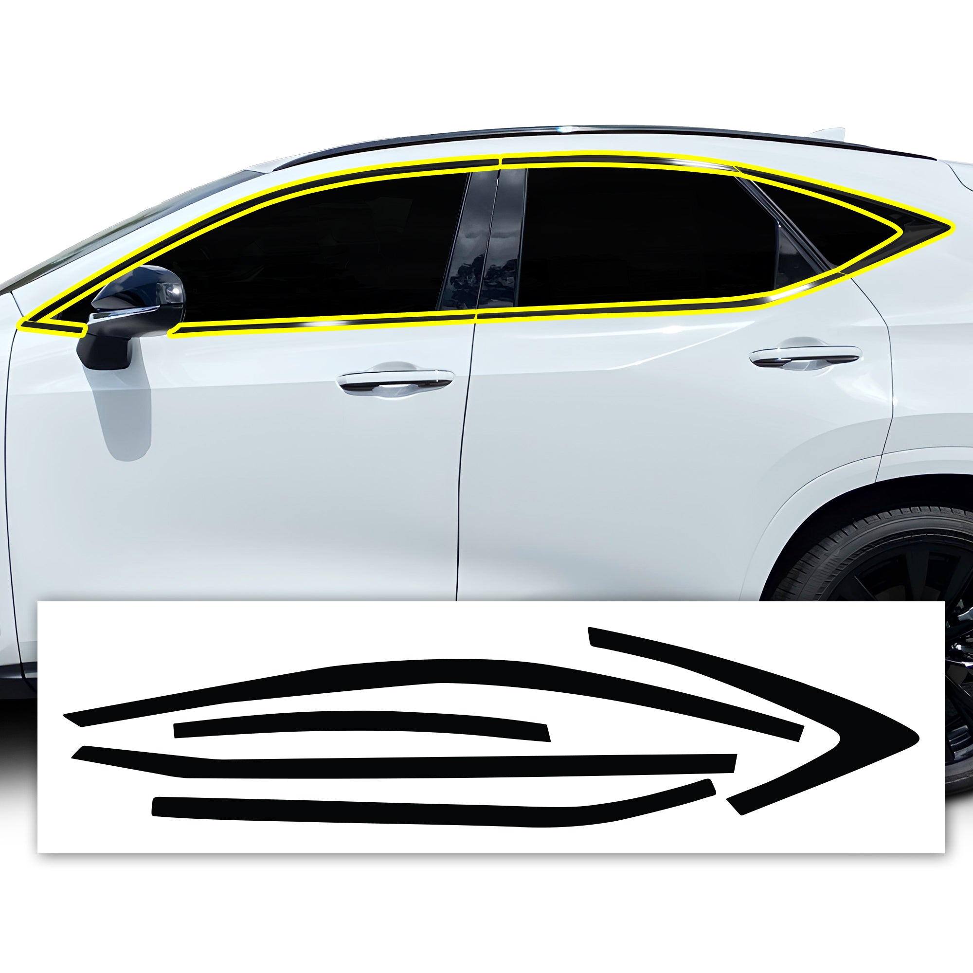 Lexus NX 2022–2025 Blackout Chrome Delete Kit – Precut Window Trim Whe ...