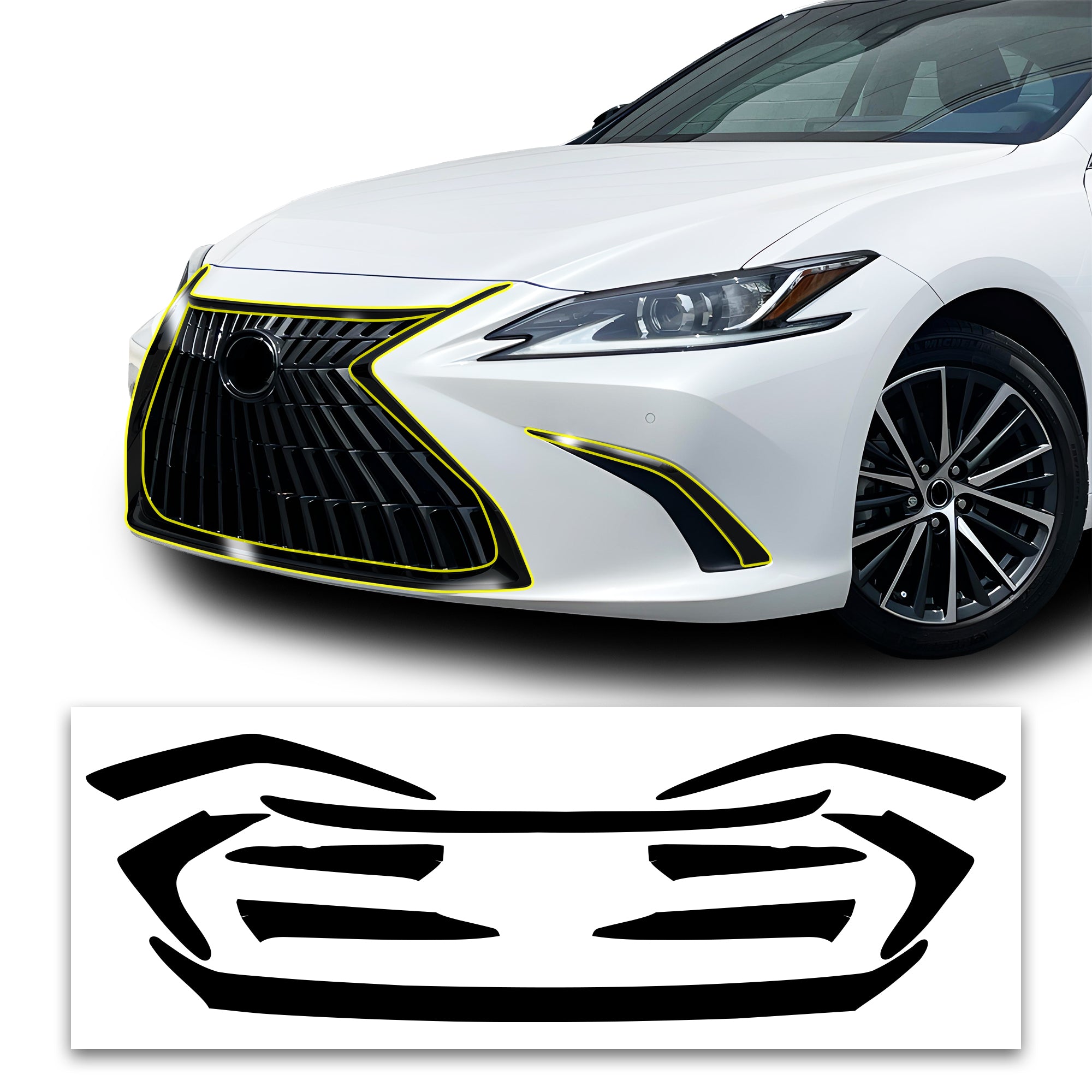 Lexus ES 2019-2025 Window Trim Blackout Chrome Delete Kit - Precut Glo ...