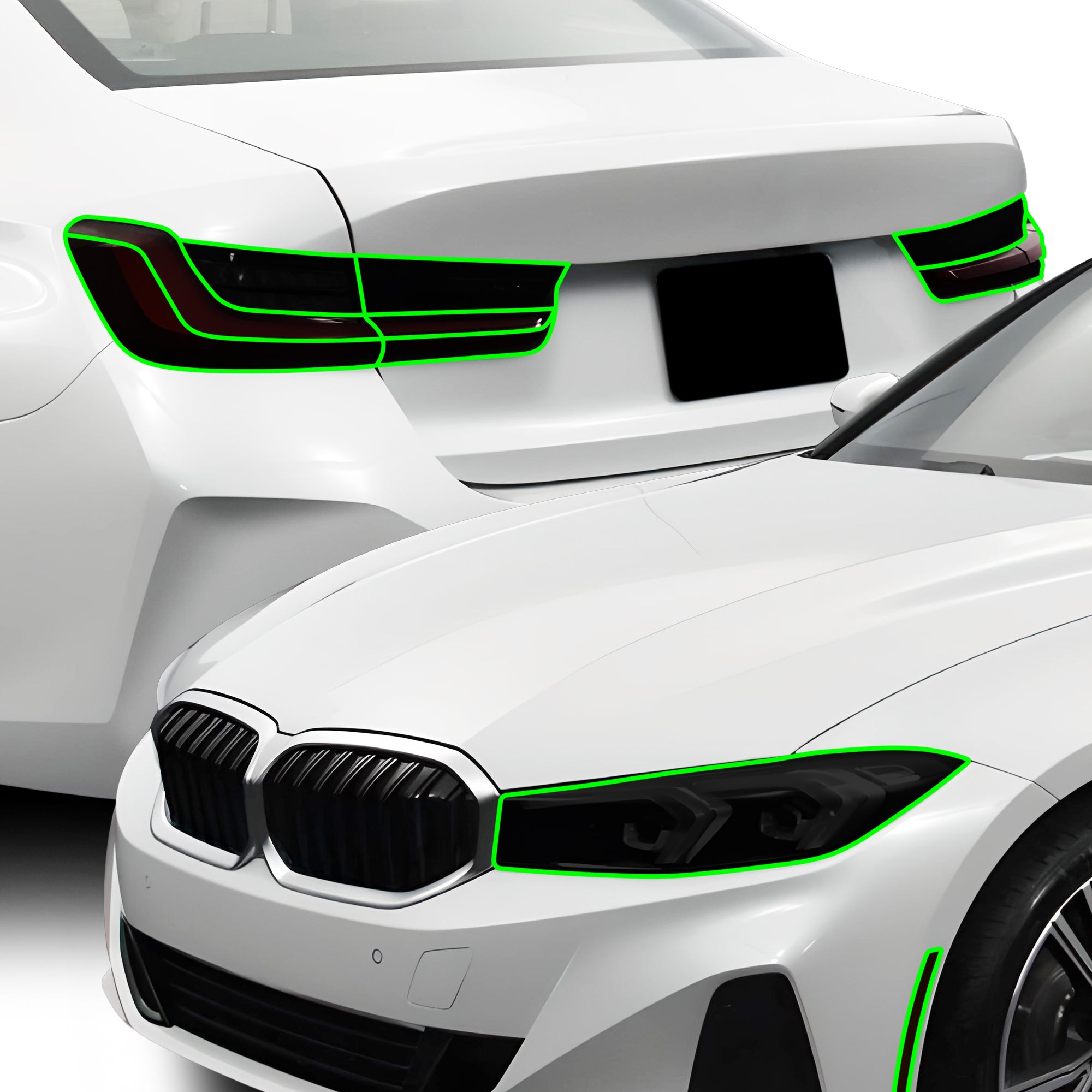 Full Headlight Taillight Precut Smoked PPF Tint Kit Film Overlay Fits ...