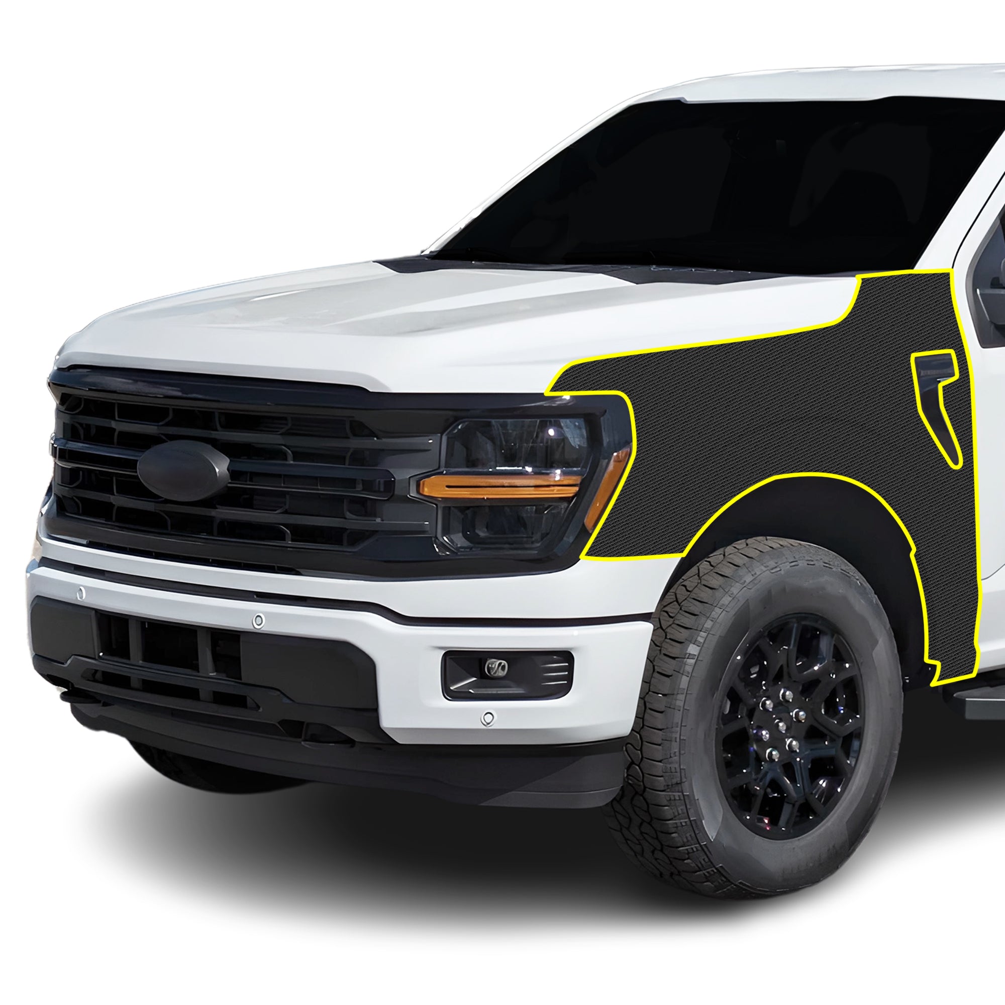 Fits Ford F-150 2021+ Precut Premium Gloss Black Carbon Fiber Fender P ...