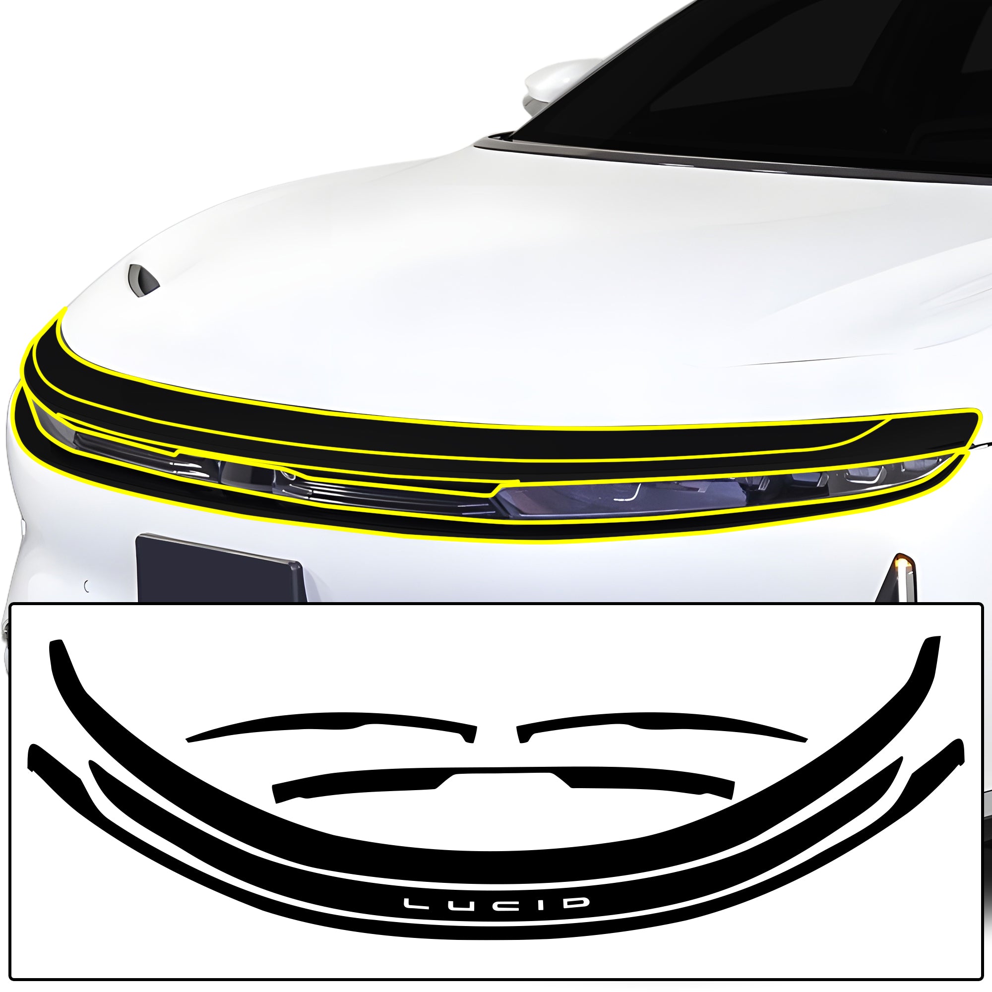 Fits Lucid Air 2022+ Vinyl Chrome Delete Grille Blackout Decal Sticker ...