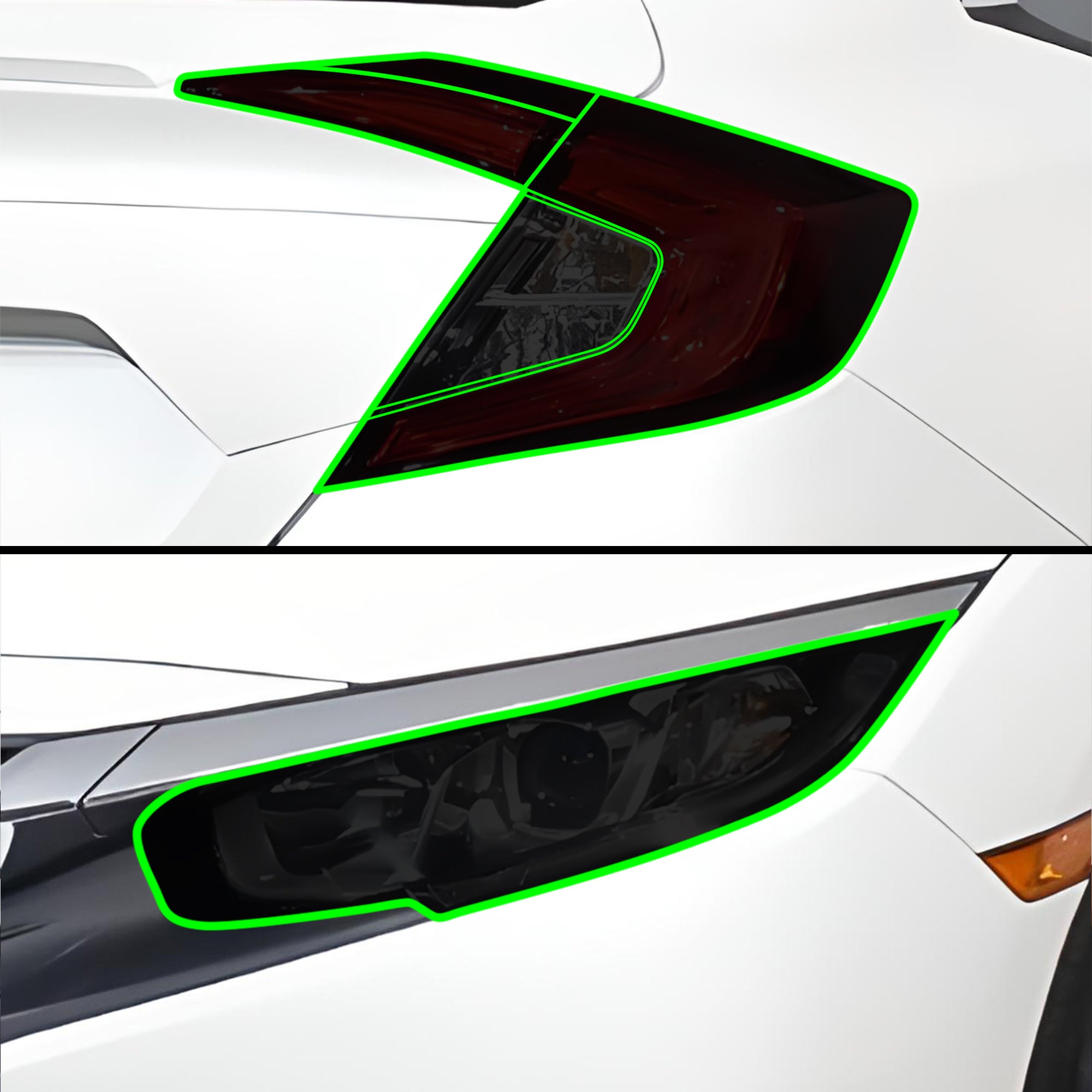 Full Headlight Taillight Precut Smoked PPF Tint Kit Film Overlay Fits ...