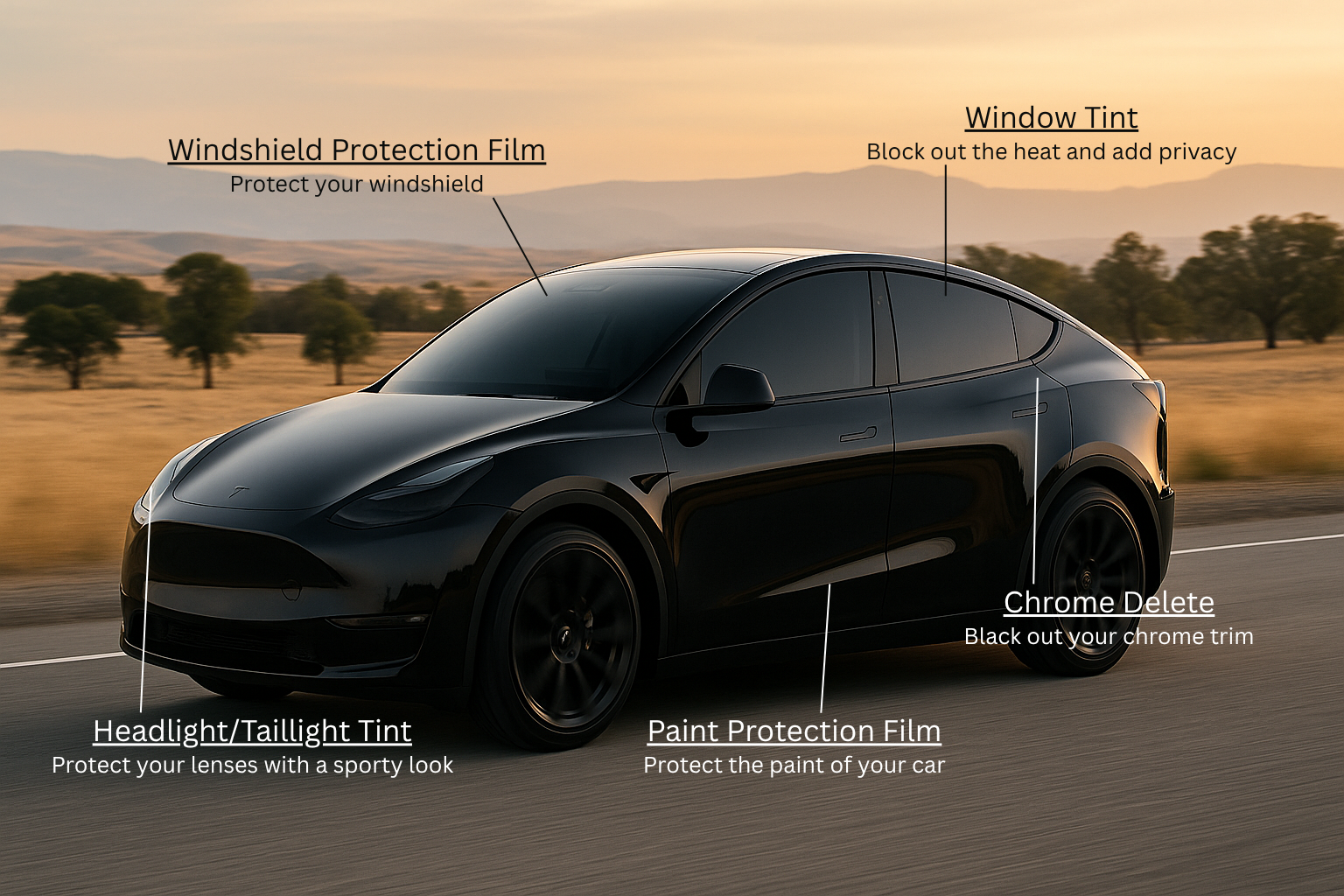 American Flag Quarter Window Decal for Tesla Model Y – Precut Matte Bl ...