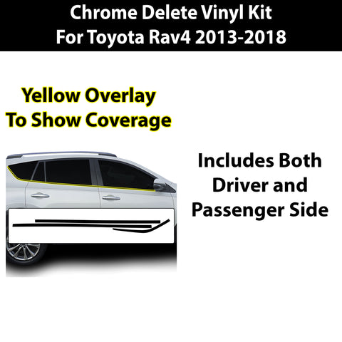 Toyota Rav4 2013-2018 Blackout Chrome Delete Kit - Precut Gloss Black ...