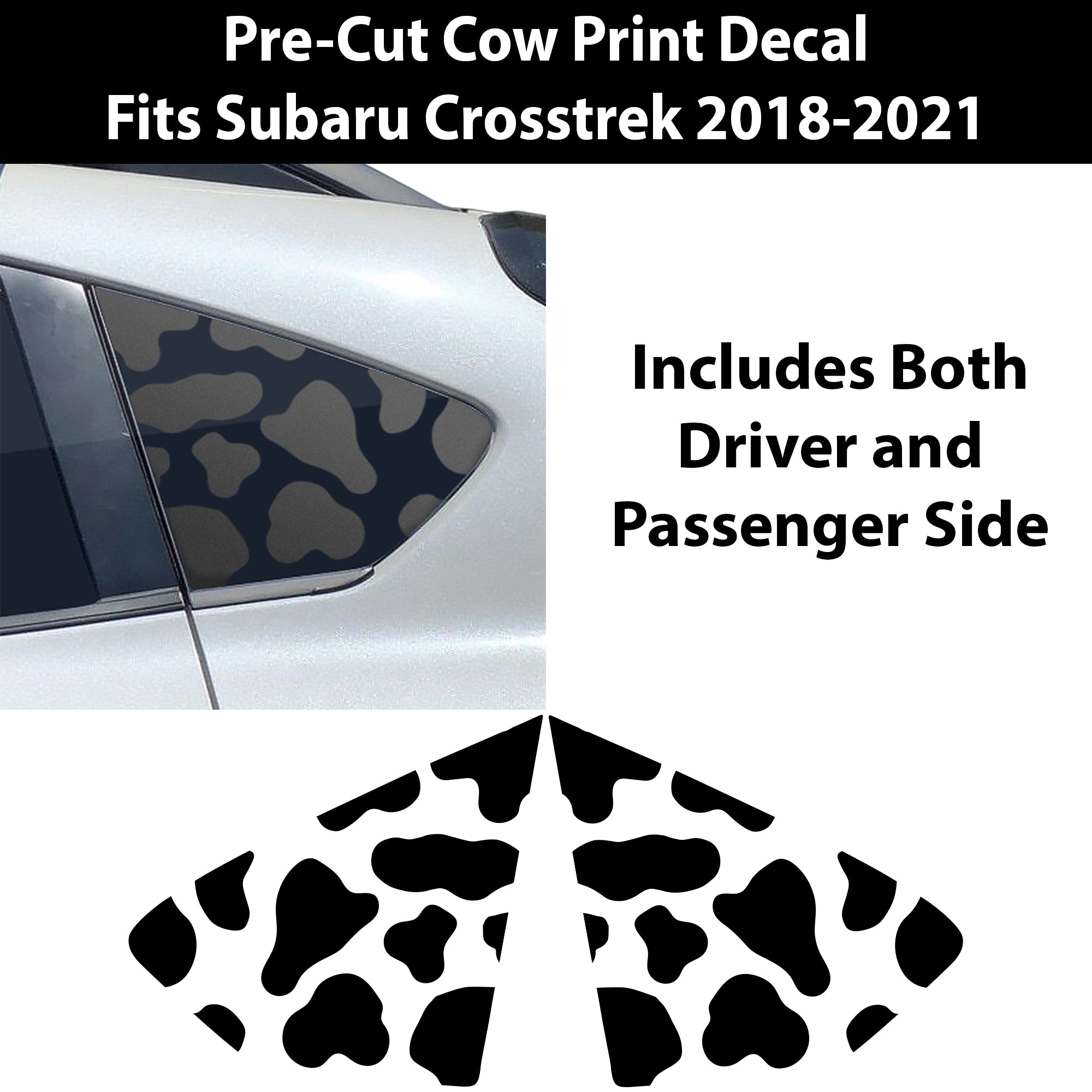 Rear Quarter Window Cow Print Vinyl Decal Fits Subaru CrossTrek XV 201 ...
