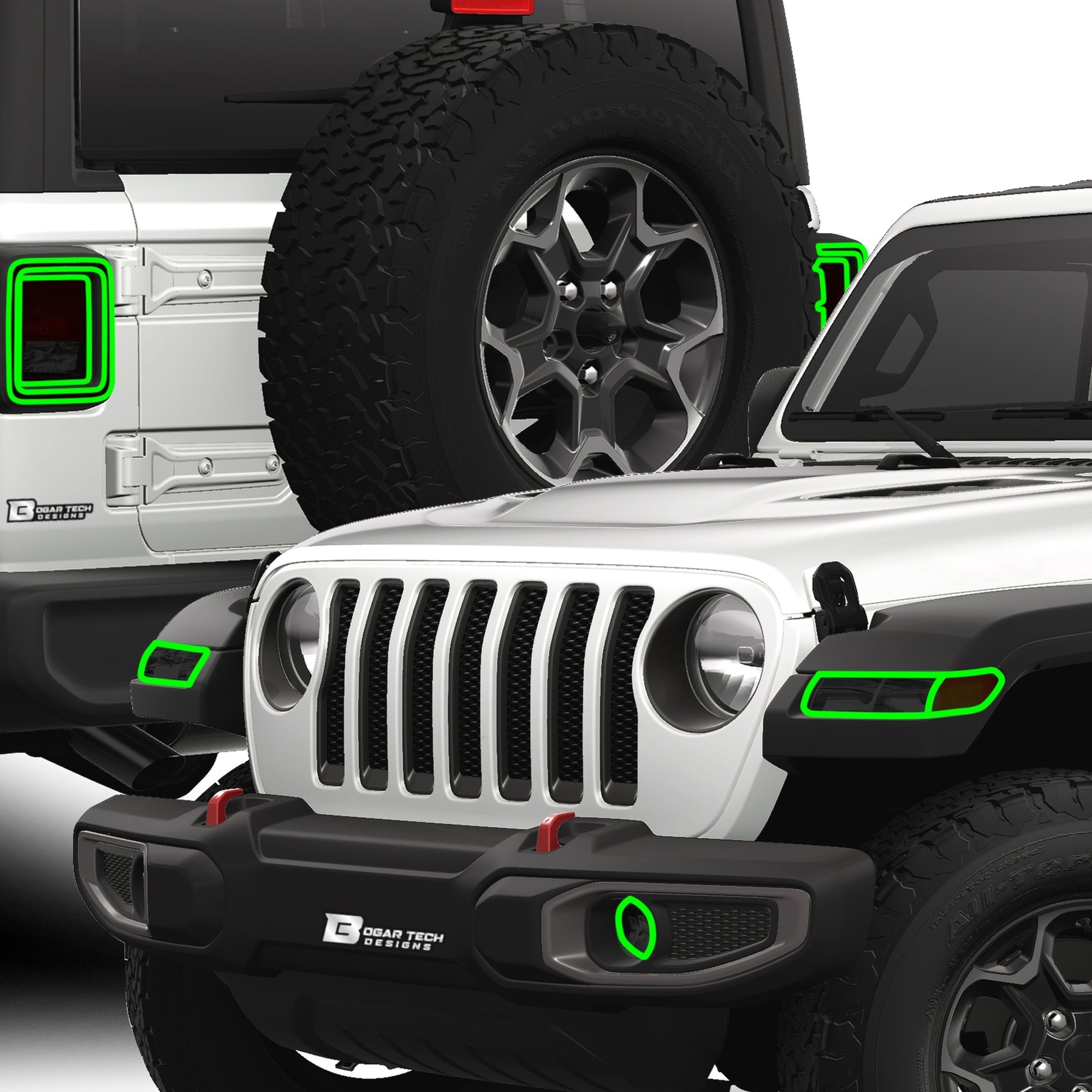 Jeep Wrangler JL 2018–2026 Dark Smoke Headlight & Taillight Tint Kit ...