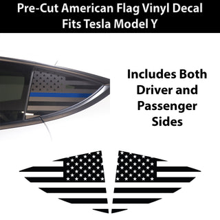 American Flag Quarter Window Decal for Tesla Model Y – Precut Matte Bl ...