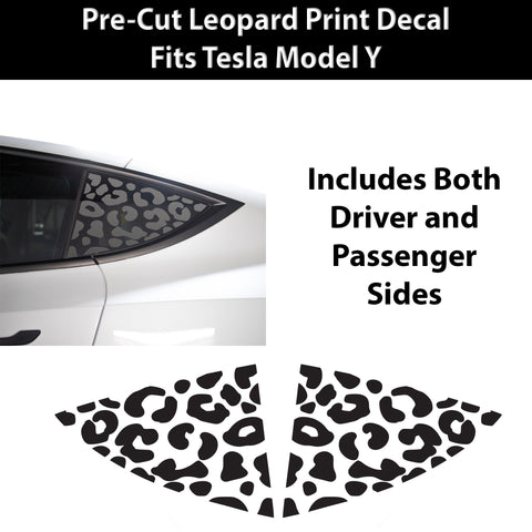 Quarter Window Animal Cow Leopard Print Vinyl Decal Fits Tesla Model Y ...